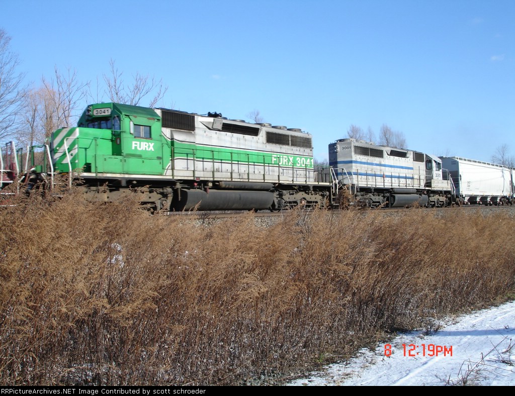 FURX 3041 & GCFX 3081 run WB with a CSX Freight in tow